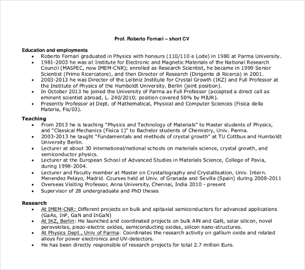 14+ Education Curriculum Vitae Templates - PDF, DOC