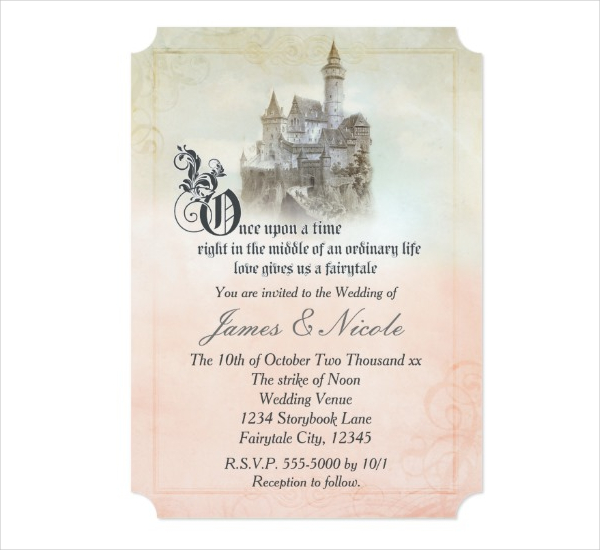 6 Fairytale Wedding Invitation Designs Templates PSD AI