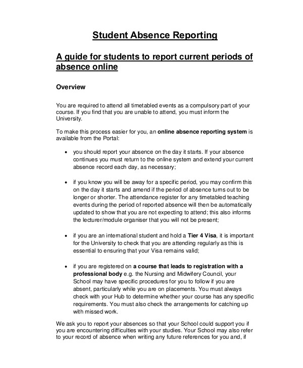 9 Absence Report Templates PDF Word