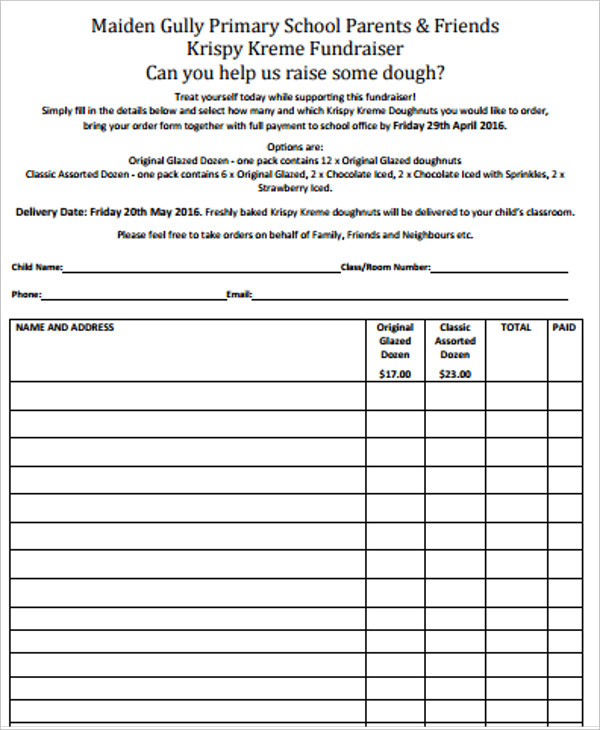 9 Fundraiser Order Forms PDF Word Apple Pages Publisher Apple Numbers
