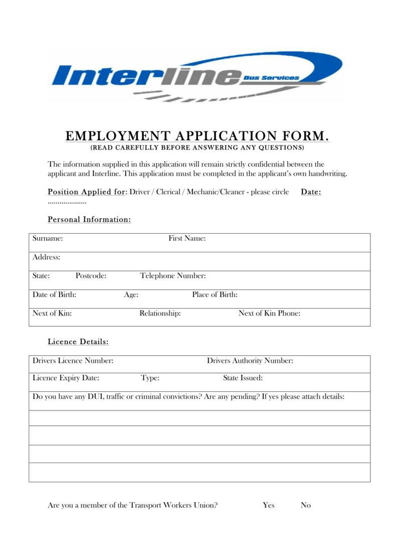7+ Driver Application Form Templates - PDF