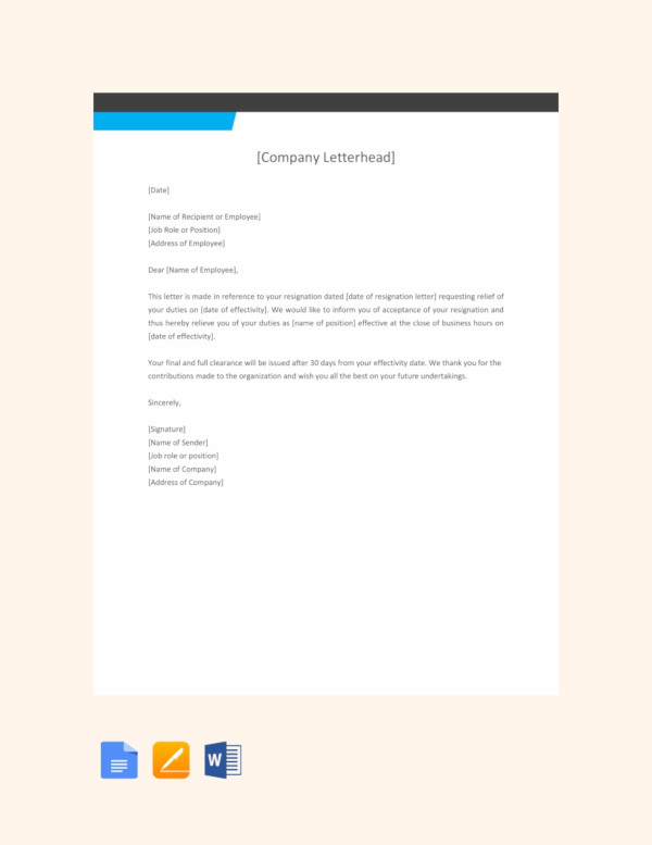 6+ Job Relieving Letter Templates - PDF