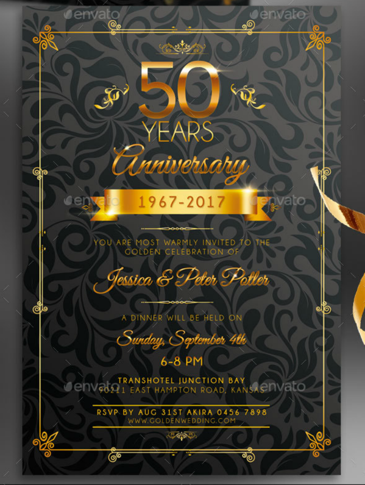 14 50th Wedding Anniversary Invitation Designs Templates PSD AI