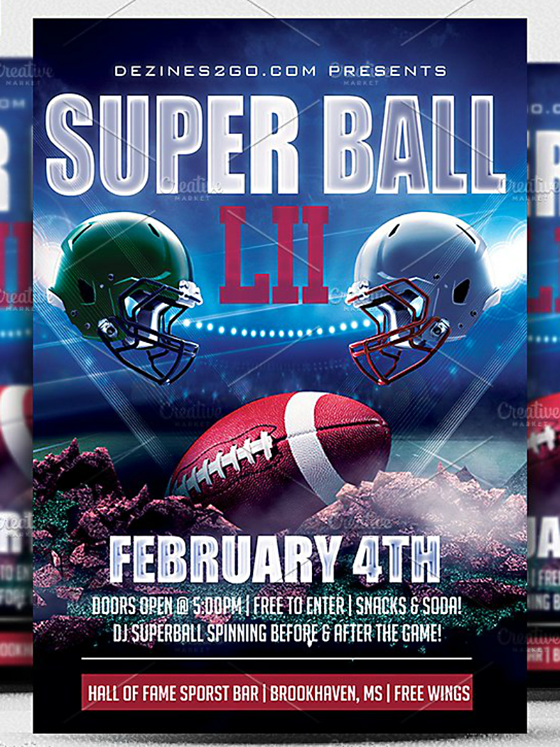 9 Super Bowl Flyer Designs Templates PSD AI