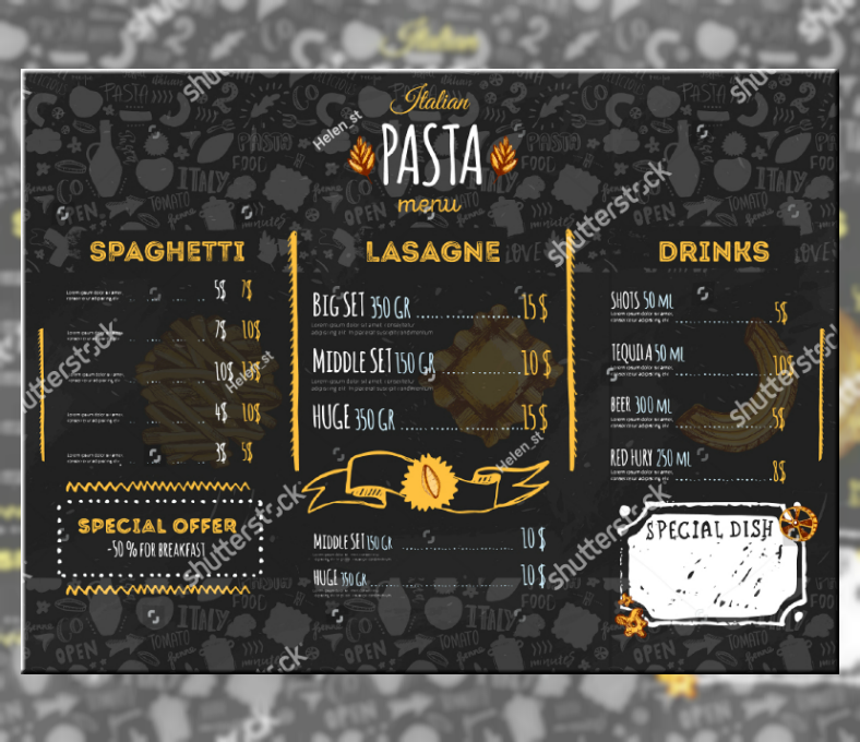 Pasta Menu - 15+ Free Templates in PSD, AI
