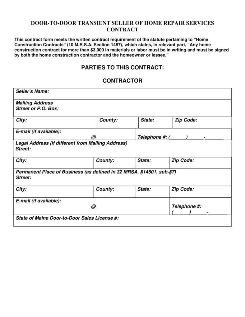 8 Home Repair Contract Templates DOC XLS Pages Numbers Google Docs Google Sheets