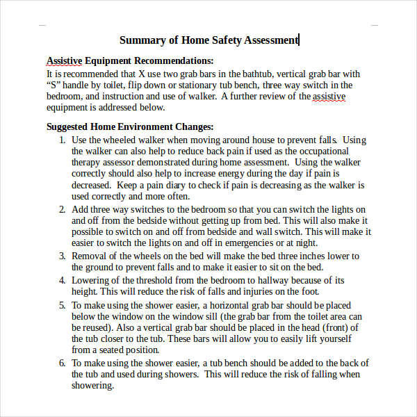 4+ Home Safety Assessment Templates - PDF, DOC | Free & Premium Templates