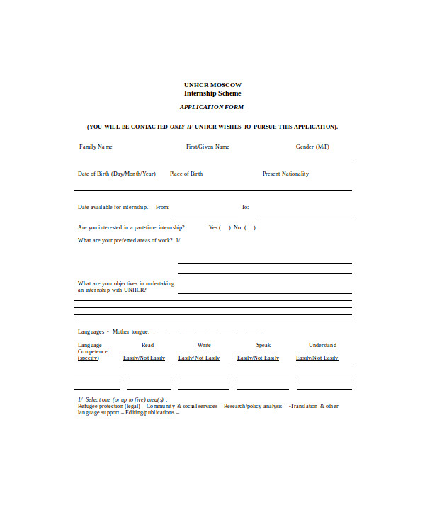 9+ Internship Application Form Templates - PDF, DOC