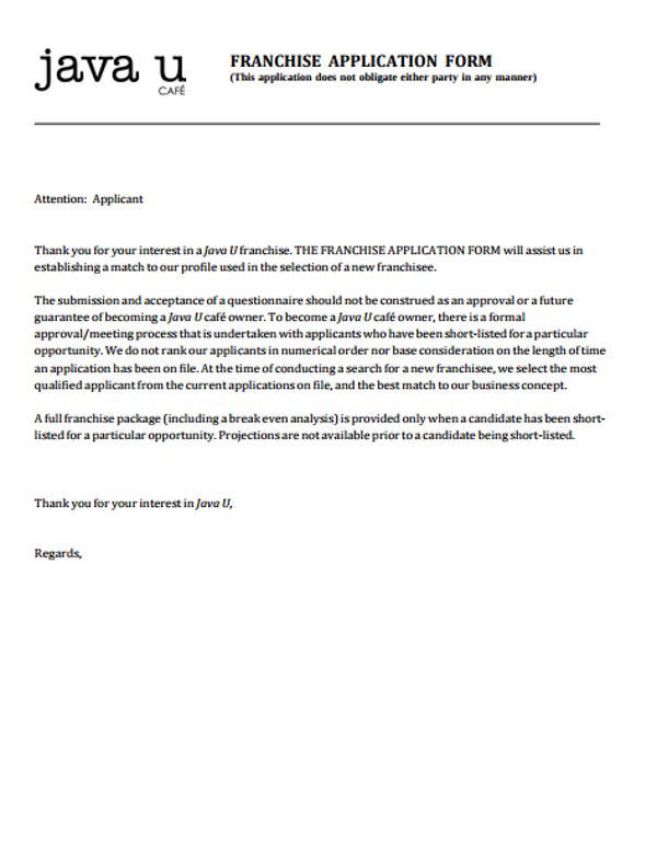 6+ Franchise Application Form Templates - PDF, Word