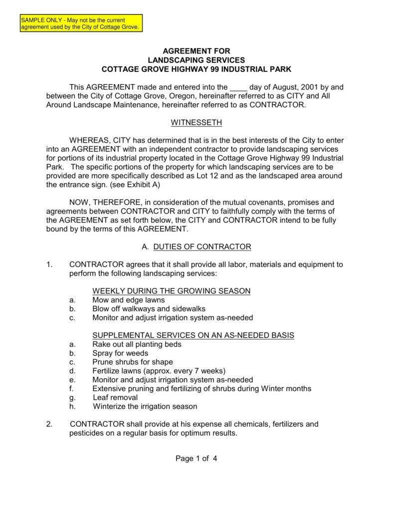 7 Landscaping Services Contract Templates Word PDF Apple Pages Google Docs