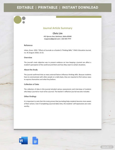 6+ Learning Journal Templates- PDF