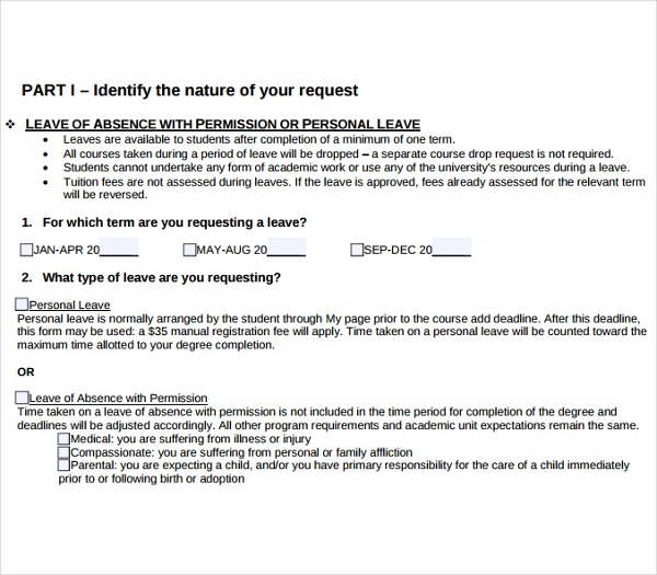 3+ Leave Application Form Templates - PDF