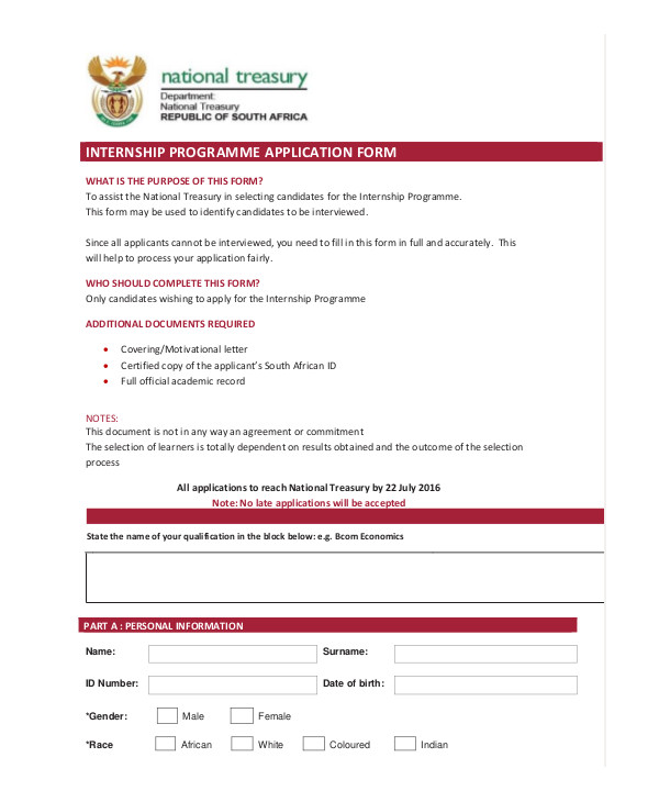 9+ Internship Application Form Templates - PDF, DOC