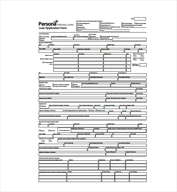 8+ Loan Application Form Templates - Word, Pages, Google Docs, PDF