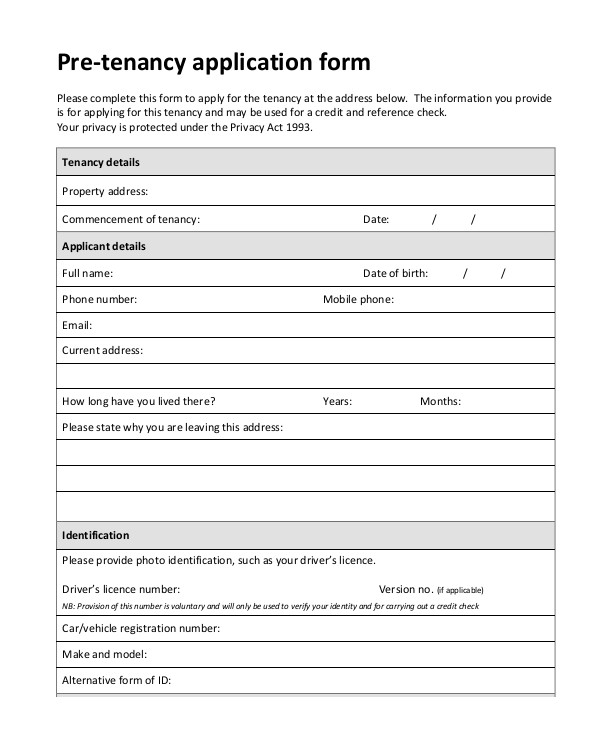 9+ Tenant Application Form Templates - PDF, DOC, Docs | Free & Premium ...