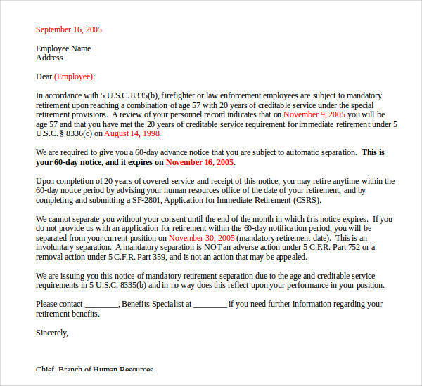 14+ Simple Retirement Letter Templates - PDF, DOC, Pages, Docs, Outlook
