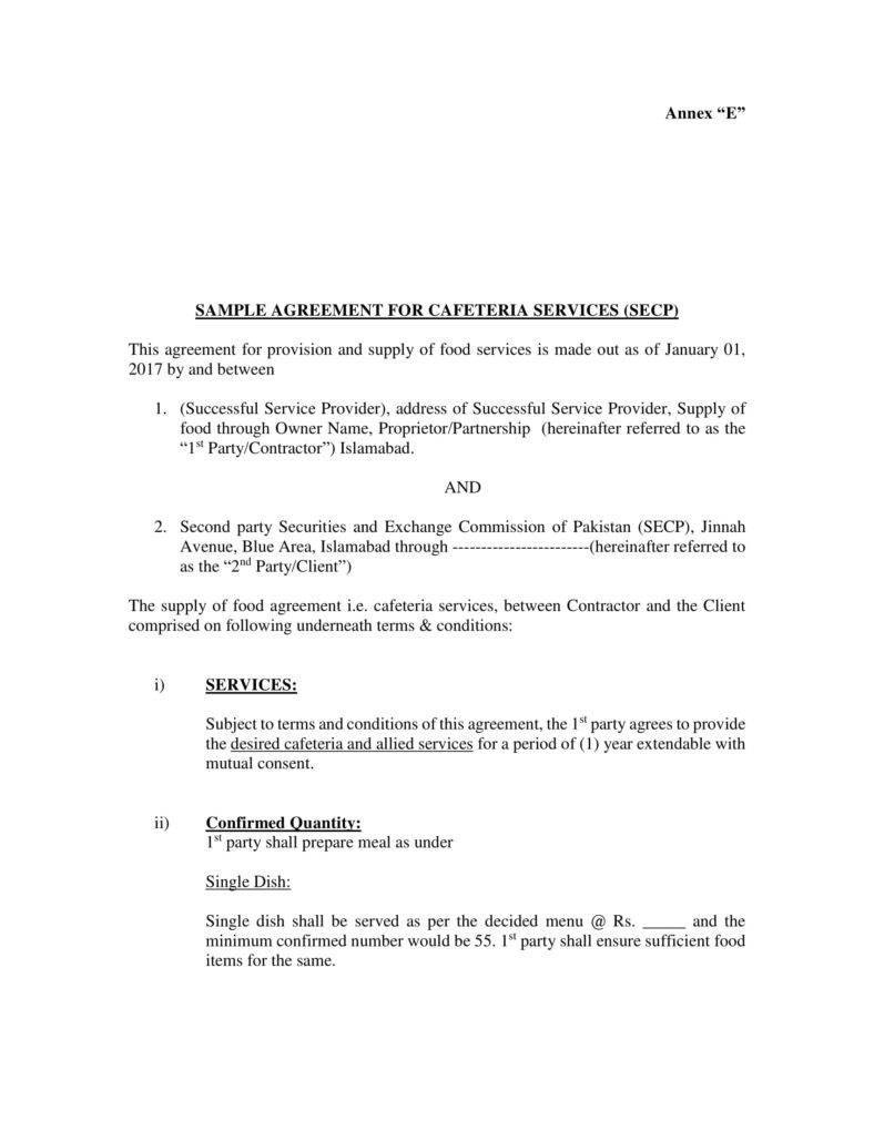 6+ Food Service Contract Templates - PDF, Word