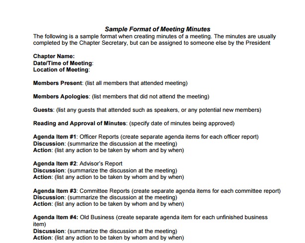 12+ Basic Meeting Minutes Templates - PDF, Docs, Pages, Google Docs