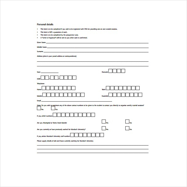 5+ Tutor Application Form Templates - PDF