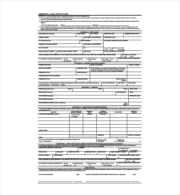 8+ Loan Application Form Templates - Word, Pages, Google Docs, PDF