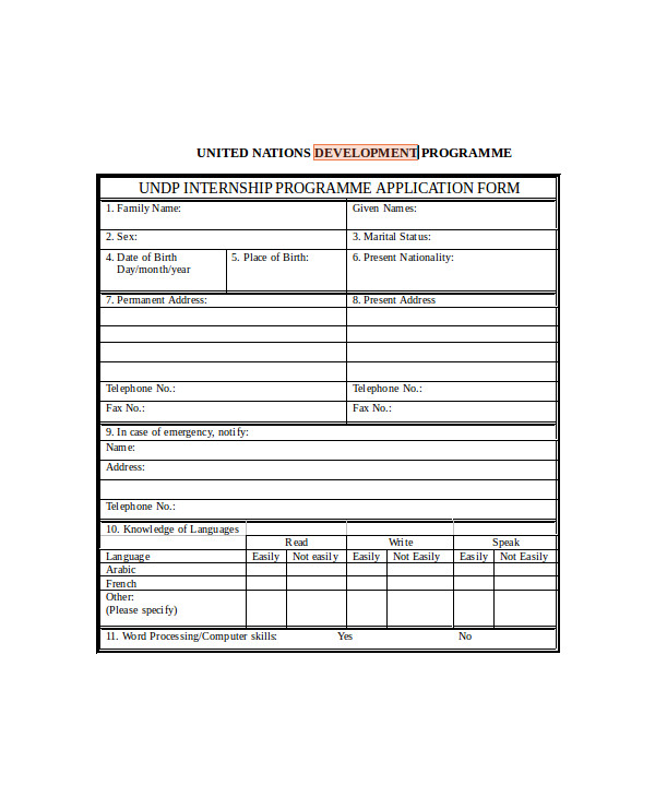 9+ Internship Application Form Templates - PDF, DOC