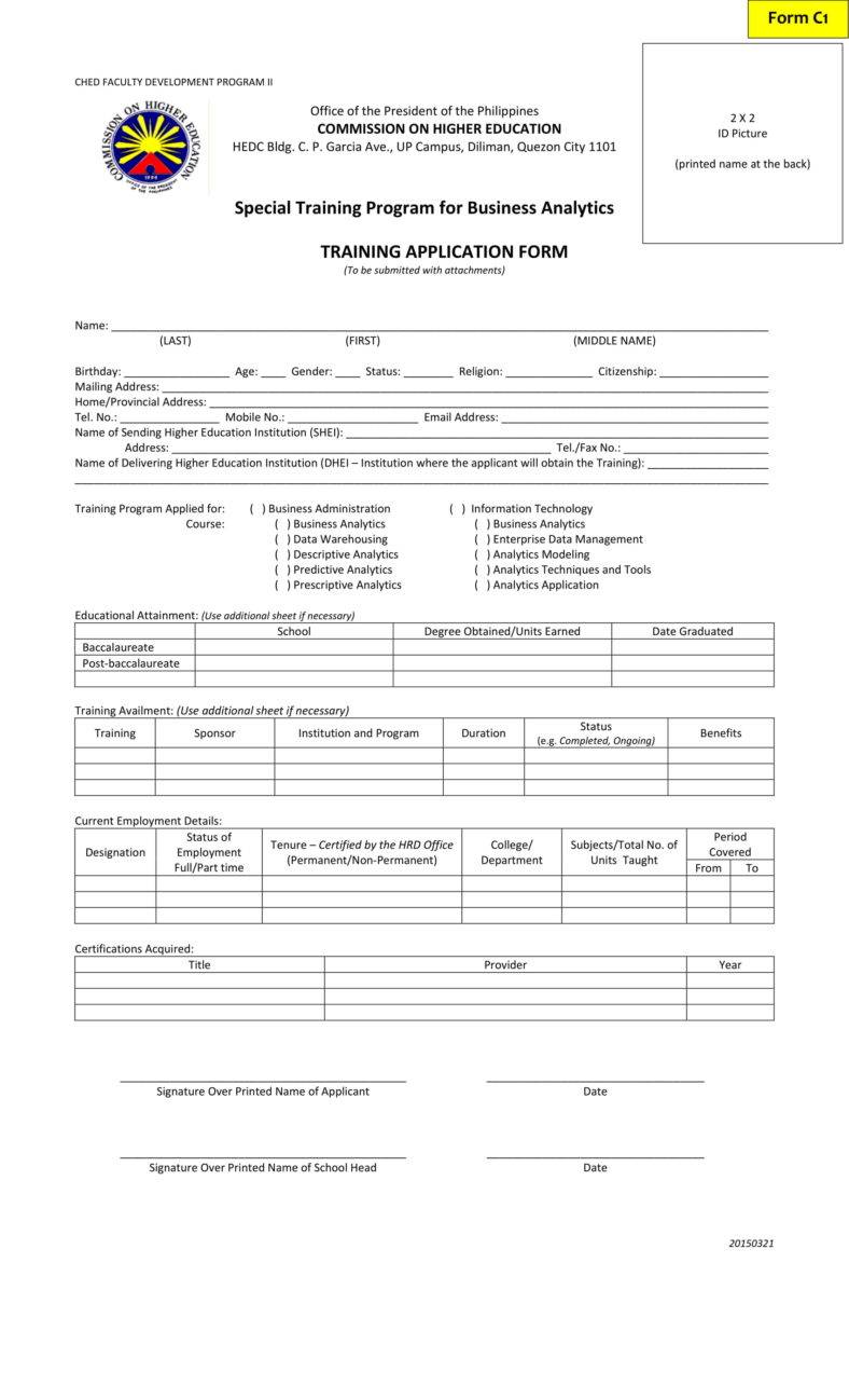 7 Training Application Form Templates PDF