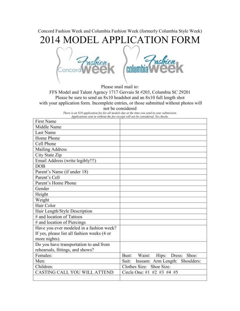 4+ Model Application Form Templates - PDF