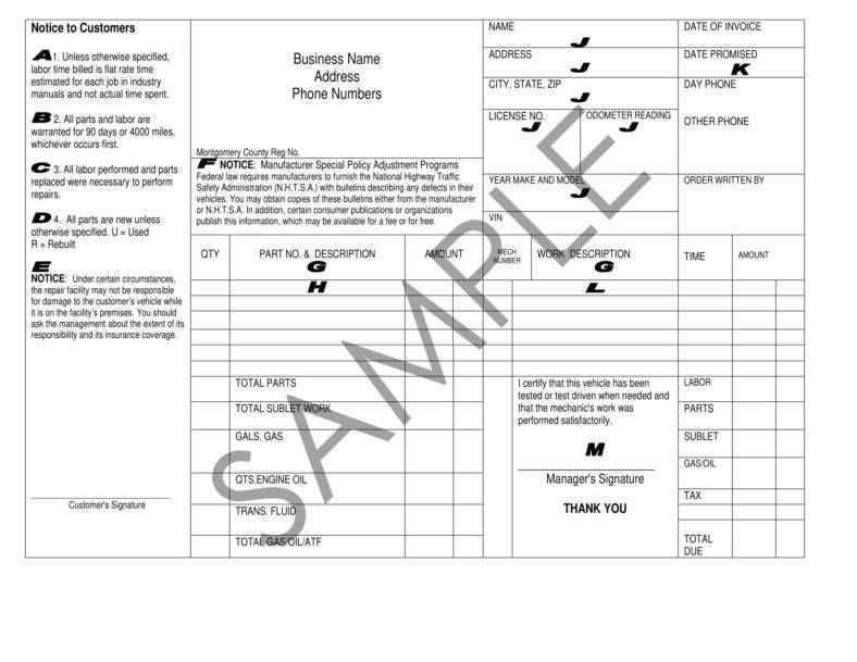 6+ Garage Invoice Templates - PDF, Word, Excel