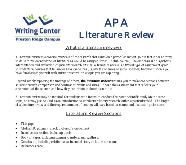 12+ Literature Review Outline Templates - PDF, DOC