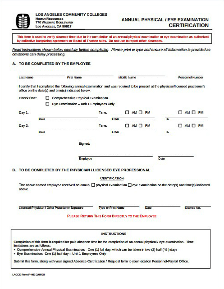 8+ Yearly Physical Form Templates - PDF