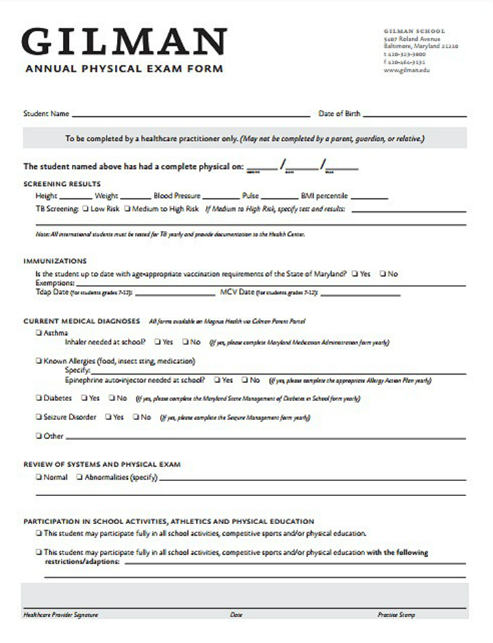 8+ Yearly Physical Form Templates - PDF