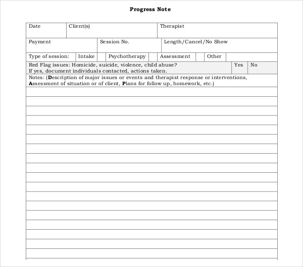 10 Progress Note Templates PDF DOC