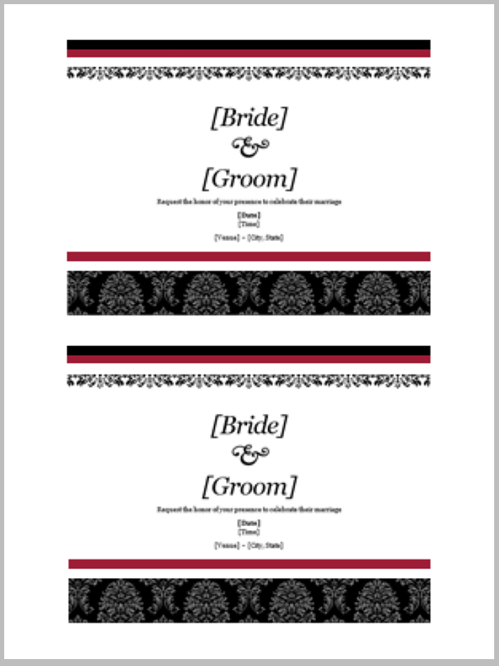 Wedding Invitation Blank Templates For Microsoft Word