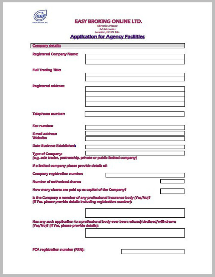 8+ Agency Application Form Templates - PSD