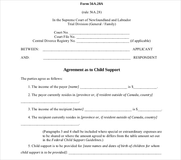 15 Child Support Agreement Templates PDF DOC