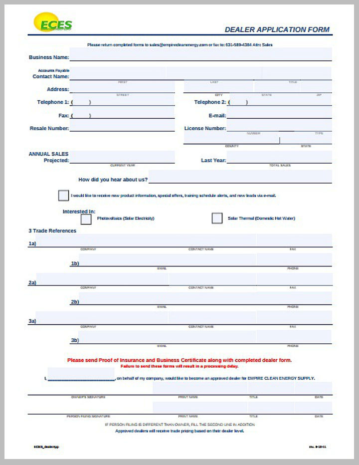 10+ Dealer Application Form Templates - PDF