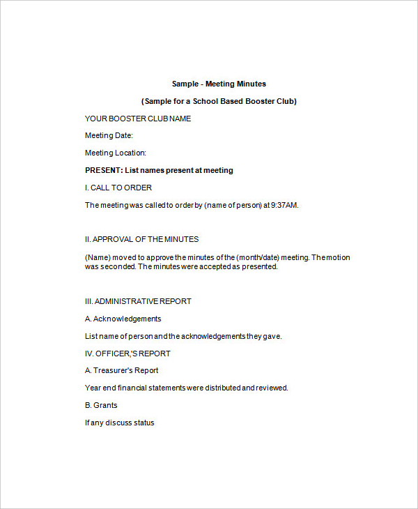 28 Minutes Of Meeting Sample Templates