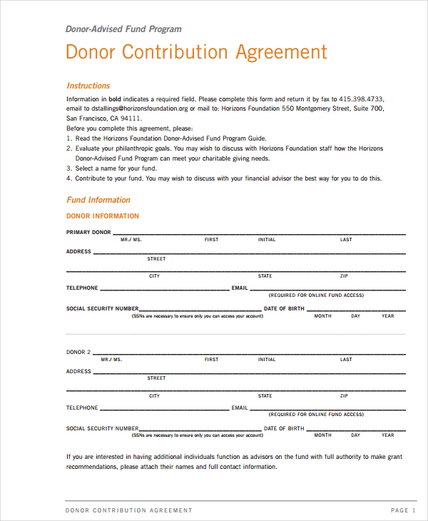10+ Contribution Agreement Templates - PDF, DOC