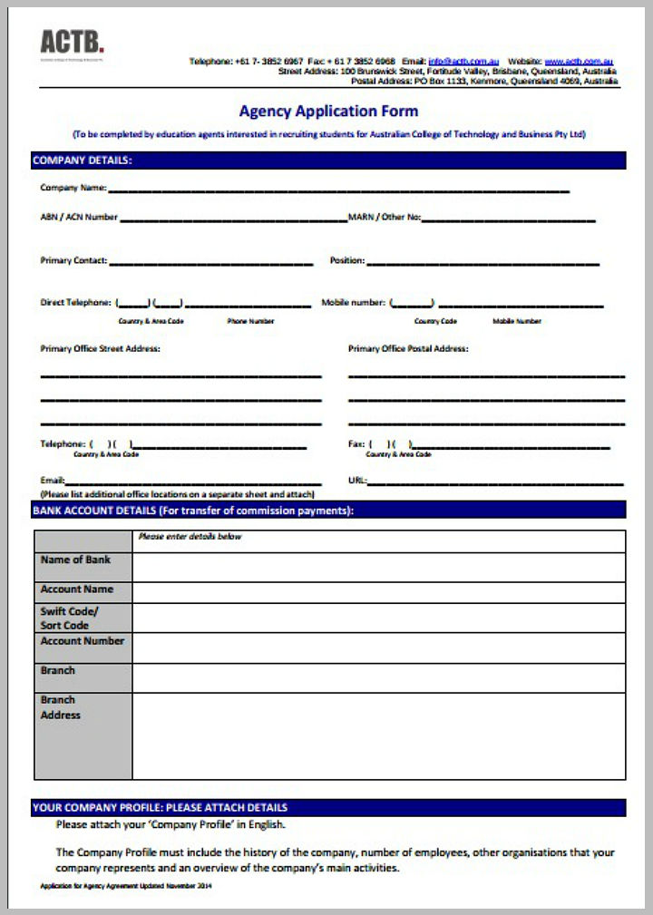 8+ Agency Application Form Templates - PSD