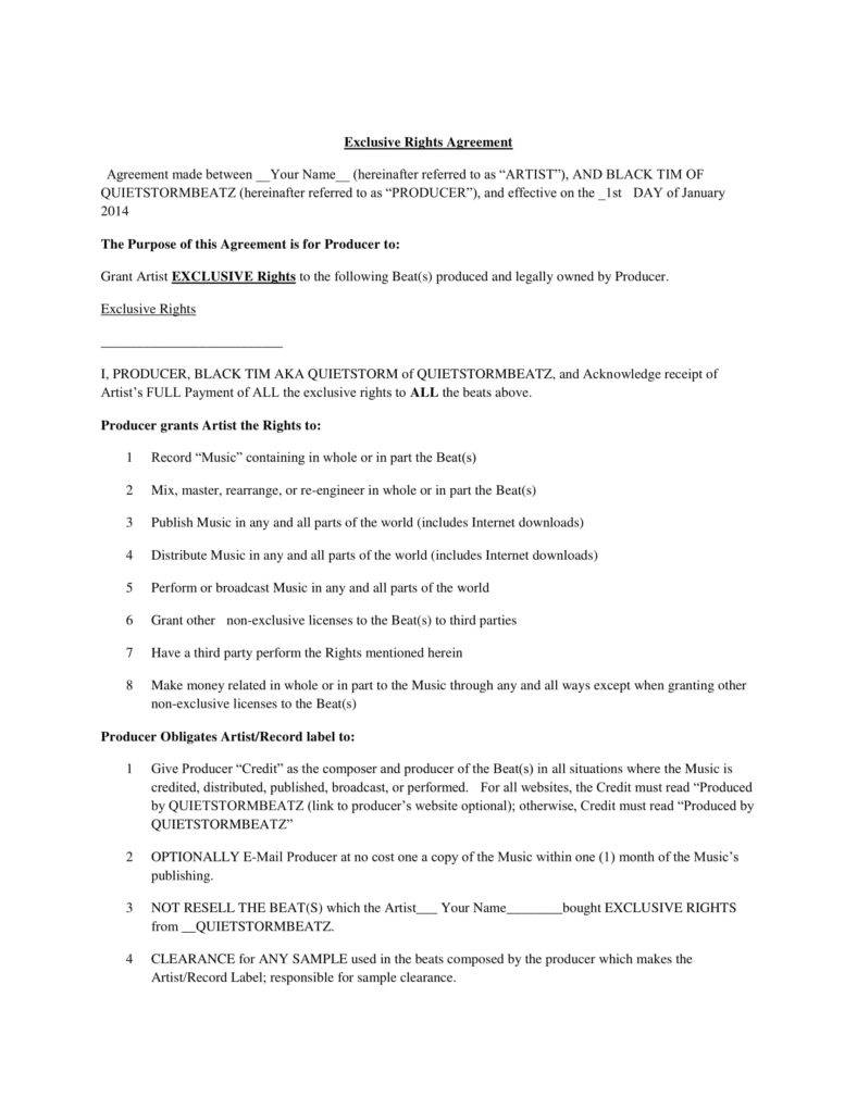 12 Exclusivity Agreement Templates PDF Word Pages