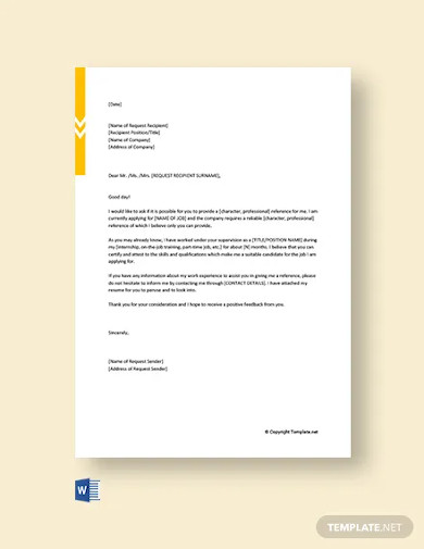 8+ Reference Request Letter Templates - Word, Pages, Google Docs ...