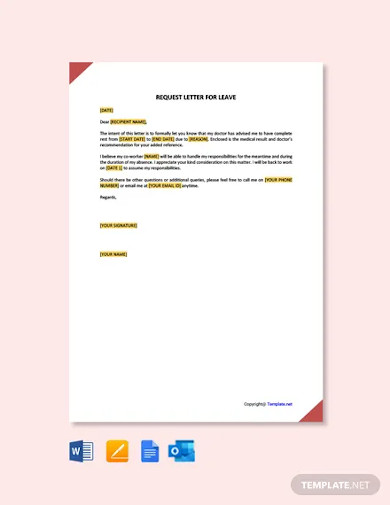 9+ Request Letter Templates for Leave - PDF, Docs, Pages, Google Docs ...