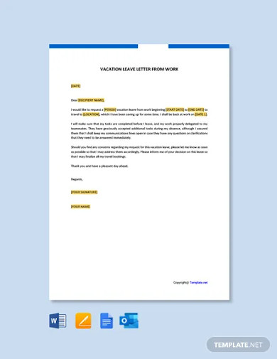 12+ Vacation Leave Letter Templates