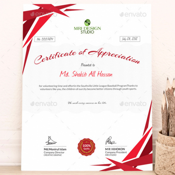 18+ Employee Certificate of Appreciation Designs & Templates - PSD, AI ...