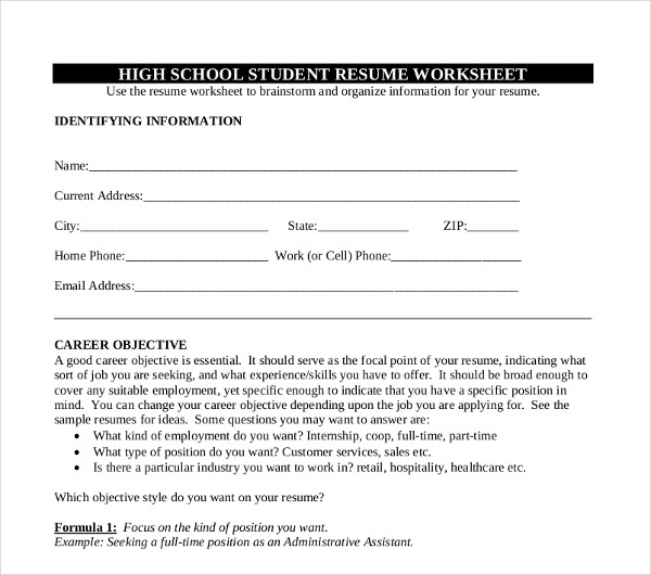 12+ High School Student Resume Templates - PDF, DOC
