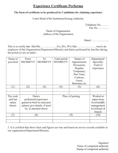 Free 24+ Job Experience Certificate Templates - PDF, Word, AI, InDesign