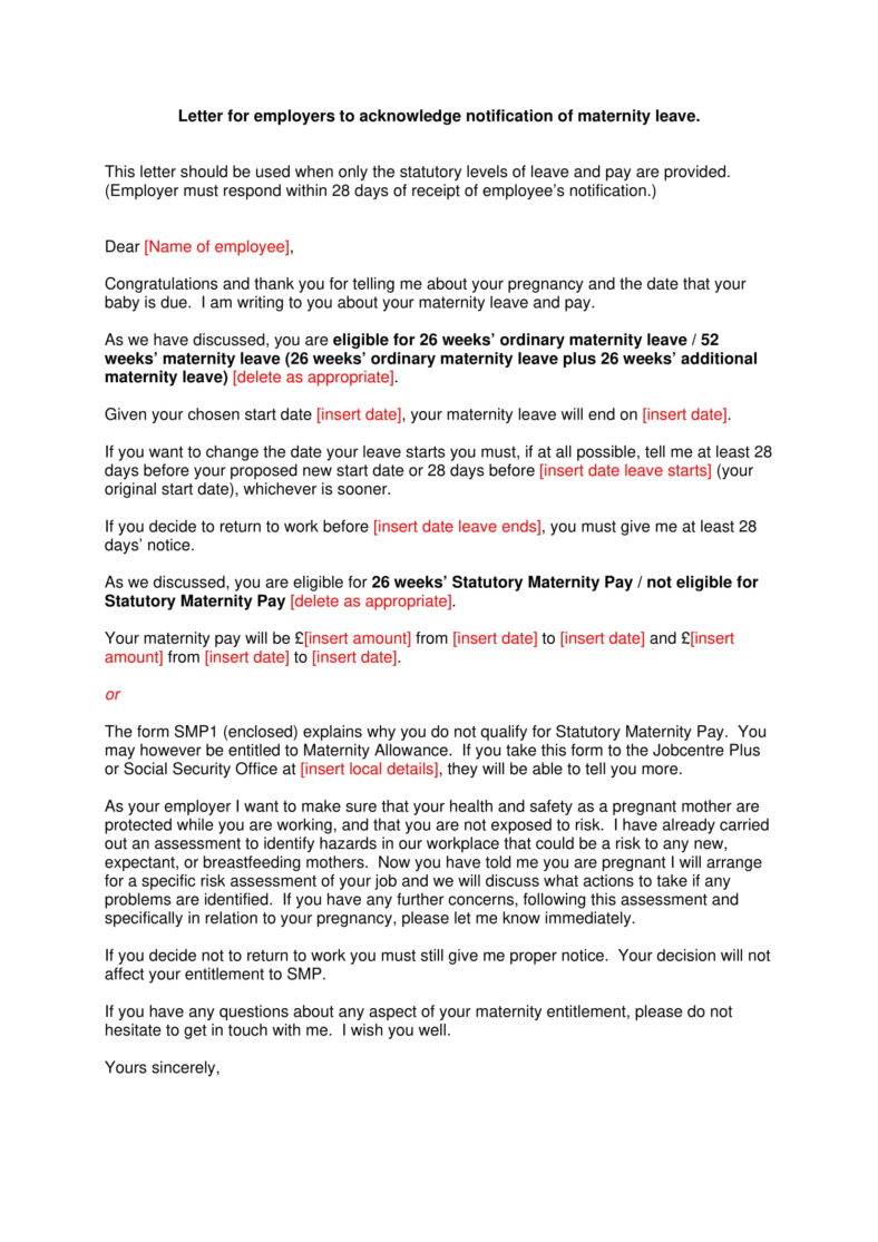 11+ Maternity Leave Letter Templates - PDF, Word