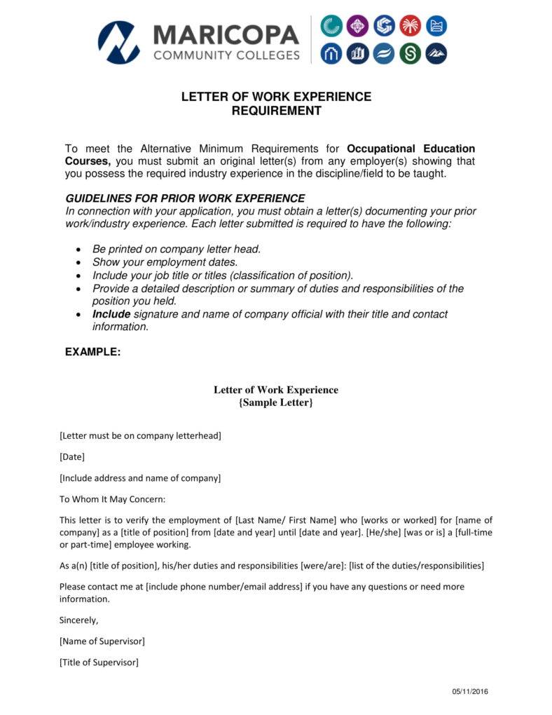 16+ Work Experience Letter Templates - PDF, Word