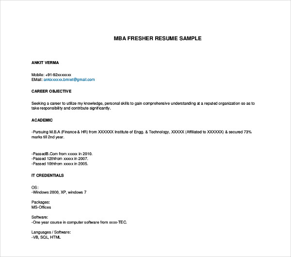 15+ Graduate Fresher Resume Templates - PDF, DOC