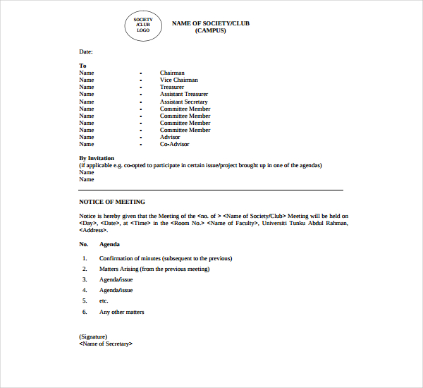 4+ Meeting Announcement Templates - PDF, Word